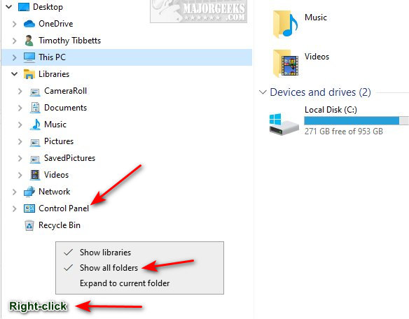 How to Turn Show All Folders on or off in File Explorer - MajorGeeks How to Turn Show All Folders on or off in File Explorer - MajorGeeks